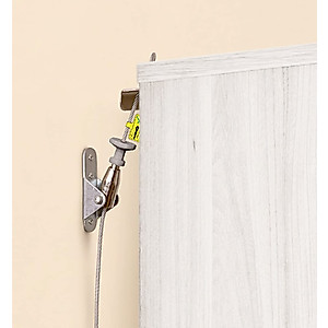 Dreambaby Heavy Duty Hinged Metal Furniture Anchors for Baby Proofing - Adjustable Metal Cable Straps - Suitable for Bookcases, Chests of Drawers & Display Cabinets - Silver - 2 Pack - Model L1429