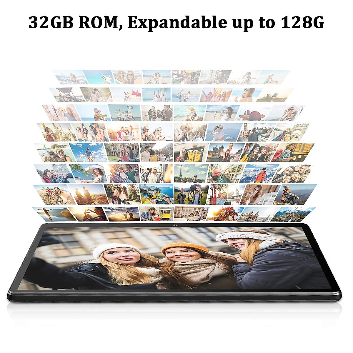 Tablet 10.1 inch Android Tablet, Quad-Core Processor 32GB Storage, Dual Camera, Sim Card Slot, WiFi, Bluetooth, GPS, 128GB Expand and 3G Phone Call Support, IPS Full HD Display (Black)