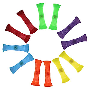 Super Z Outlet Stretchy Mesh Squeeze Marble Ball Fidget Sensory Toys Set (4" Inch) Calming Relaxing Children Birthday Party Favors and Prizes (12 Pack, Assorted Colors)