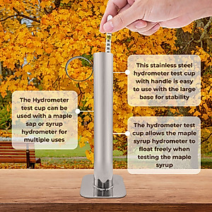 Maple Syrup Hydrometer Test Cup - 8 Inch Tree Tapping Hydrometer Test Cup Kit -Maple Sugaring Equipment - Stainless Steel Hydrometer Test Jar - Maple Sugaring Starter Kit - Tree Tapping Kit