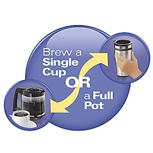 Hamilton Beach FlexBrew Trio 2-Way Coffee Maker, Compatible with K-Cup Pods or Grounds, Single Serve & Full 12c Pot, Permanent Gold-Tone Filter, Black & Silver