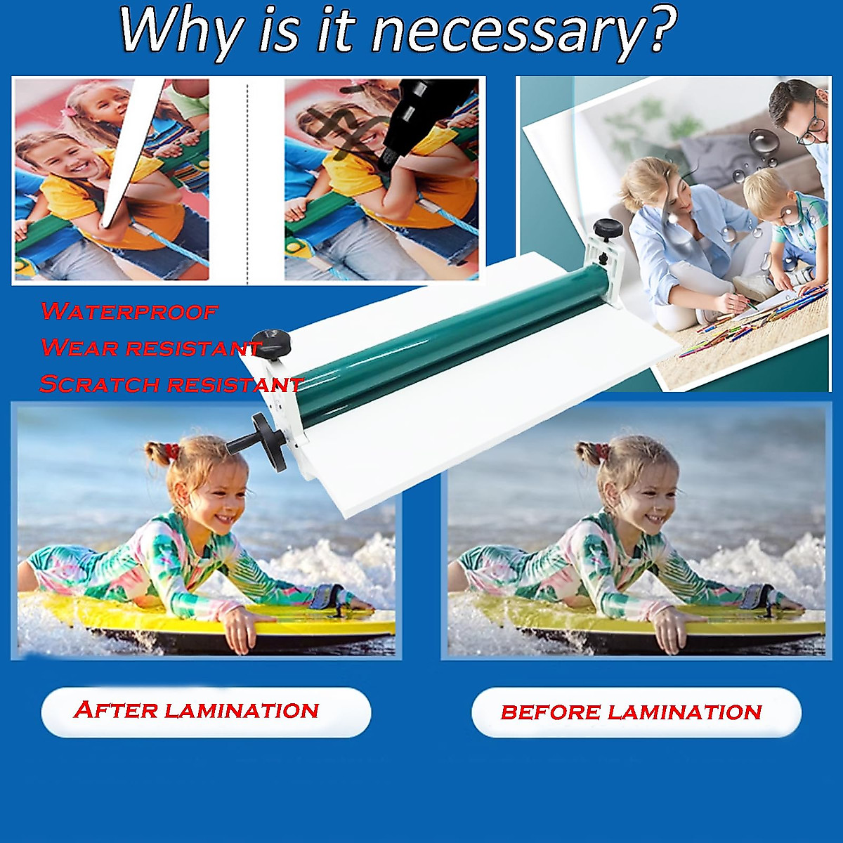 INTBUYING 14Inch Cold Manual Laminator All Metal Frame 360MM Manual Cold Roll Laminator Mount Laminating Machine