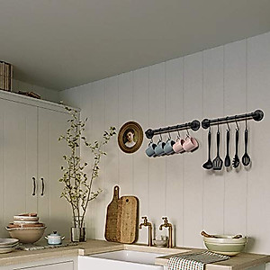 OROPY Wall Mounted Pot Pan Rack 21'' Set of 2, Industrial Utensils Wall Hanger Iron Pipe Kitchen Hanging Rail with 10 S Hooks
