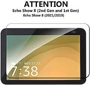 Warmyee [2 Pack] Screen Protector for Echo Show 8 (2nd Gen and 1st Gen),Tempered Glass Screen Film Guard for Echo Show 8 (2021/2019)