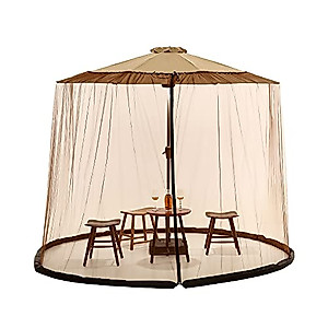 Sparkle Race Patio Umbrella Mosquito Net, Patio Mosquito Netting for Cantilever Umbrella, Brown Mosquito Netting Offset Umbrella Outdoor Patio Screen for 9-11’ Deck Table Umbrellas Outside Canopy Tent