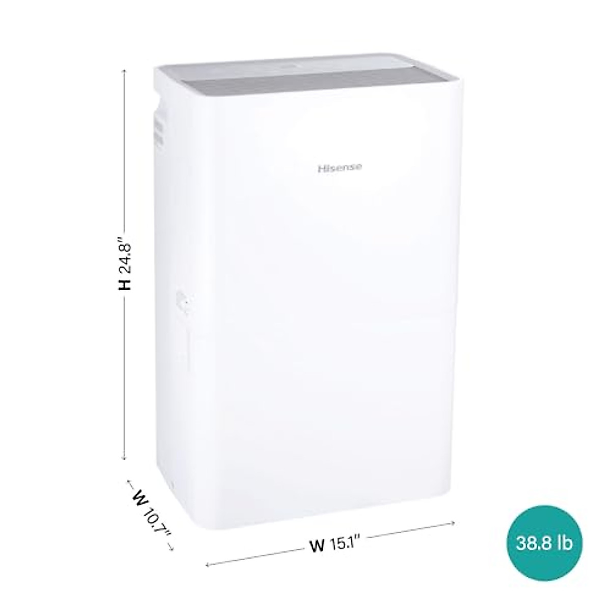 Hisense Energy Star 50-Pint Portable Dehumidifier with Auto-Shutoff and Timer, Home Dehumidifier and Moisture Absorber For Basement, Garage, Living Room in White