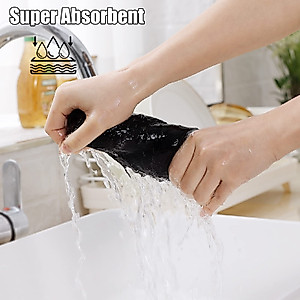 homing Kitchen Towels & Dish Cloths Set, 10 Pack, 13" x 28" & 12" x 12", Grey Black