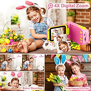 AILEHO Kids Camera Video Camcorder - Digital Camera for Kids, 12M 1080P Toddler Camera Toys for Boys Girls, Birthday Idea for Kids with 32G TF Card (Pink)