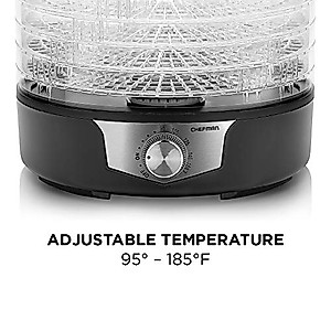 Chefman 5-Tray Food Dehydrator, 11.4-Inch Transparent Trays, Adjustable Temperature Control, Easily Create Dried Snacks For The Family, Prepare Fruits, Jerky, Vegetables, Meats, & Herbs