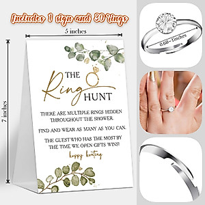 The Ring Hunt Game, Greenery Bridal Shower Games with Rings-One Sign and 30 Rings, Bridal Shower and Wedding Shower Games for Guests, Engagement Party Game, Bridal Shower Decorations-LS2