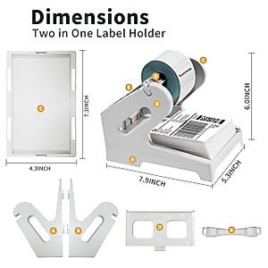 Guermok Thermal Shipping Label Holder for Rolls & Fan-Fold, Fragile Stickers for Shipping, Label Stand Desktop Printer Holder-Home Office Accessory- Sticker Dispenser for Holographic Vinyl