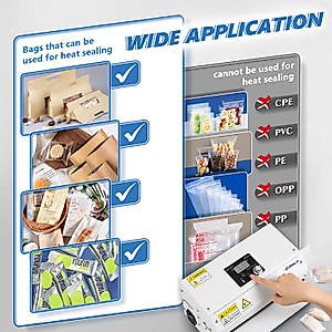 Frifreego Commercial Grade Heat Sealer Automatic Continuous Heat Bag Sealing Machine, Temp&Speed Adjustable, Heavy Duty Horizontal Bag Sealing Machine for Kinds of Plastic Packing Bags, Desktop White