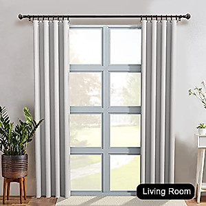 Box Space Curtain Rods for Windows 48 to 84 inches, 1 inch Diameter Adjustable Length Black Curtain Rod for Bedroom Living Room Decorative Curtain Rod Set with Brackets