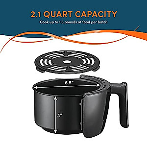 Elite Gourmet EAF-0201 Personal 2.1 Qt. Compact Space Saving Electric Hot Air Fryer Oil-Less Healthy Cooker, Timer & Temperature Controls, 1000W