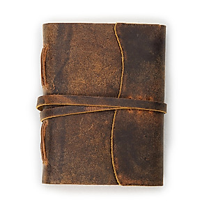 LEATHER VILLAGE Leather Bound Journal - Rustic Brown, 7"X5", 220 Pages - Vintage Blank Paper Diary for Writing, Drawing, Sketchbook, and Travel Notebook - Ideal for Women and Men