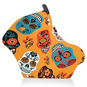 Sugar Skeletons Baby Car Seat Cover for Baby Boys and Girls Breathable Lightweight Carseat Cover Baby Carrier Cover Soft Flexible for Girls Boys