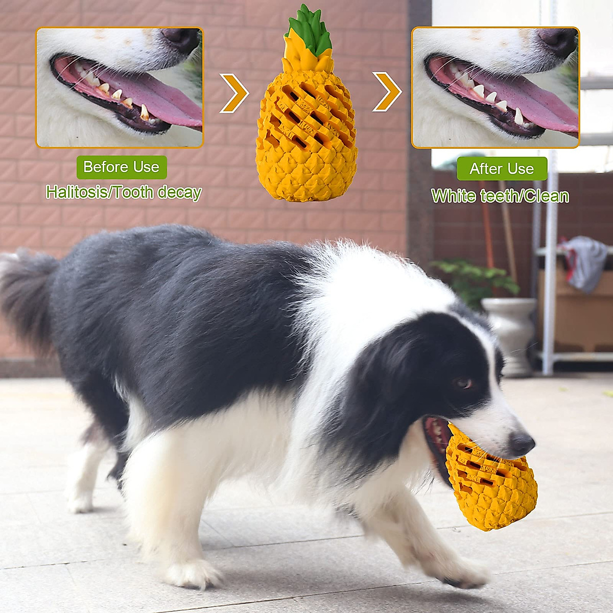 LPHSNR Upgrade Dog Toys for Aggressive Chewers Large Dogs, Tough Dog Chew Toys for Medium Large Dogs Breed Indestructible, Dental Clean Dispensing Toys Pineapple Shape Design