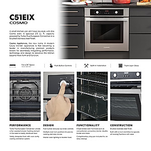 COSMO C51EIX 24 in. Lumin Collection 2.5 cu. ft. Electric Wall Oven, 8 Functions & Turbo True European Convection in Stainless Steel