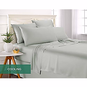 Pure Bamboo - Queen Bed Sheet Set, Genuine 100% Organic Viscose Derived from Bamboo, Luxuriously Soft & Cooling, Double Stitching, Lifetime Quality Promise (Queen, Sea Glass)