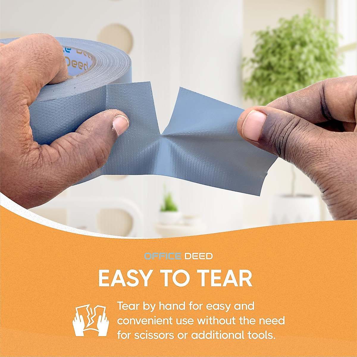 Office Deed Duct Tape Heavy Duty Waterproof, 30 Yards x 2 Inch, 12-Roll Pack, All-Weather Grey Heavy Duty Duct Tape, No Residue, Strong Silver Duct Tape Bulk