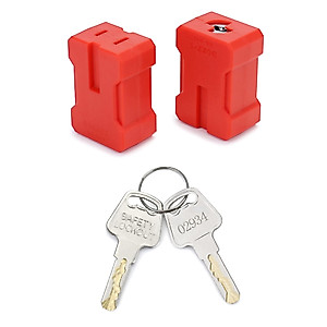 QWORK Electrical Cord Plug Lockout Device for Electrical Cord, 2 Pack Plug Locking Safety Lock Fits 2 & 3 Prong Plugs, Electrical Shutdown Service, Built-in Lock Cylinder, Dual Key