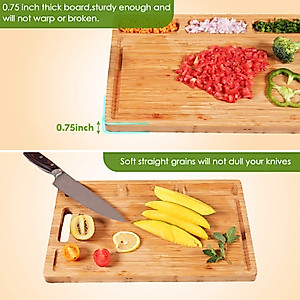 InnoStrive Cutting Board 100% Organic Bamboo Cutting Board For Kitchen Durable Chopping Board For Meats Bread Fruits With Deep Juice Croove…
