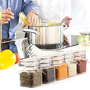 Glass Jars With Lids, KAMOTA 30 pack of 3.5 oz small glass jars for storage spice herbal condiments with leak-proof rubber gaskets and airtight hinged lids, 280 labels and 2 silicone funnels