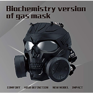 M10 Airsoft Protective Gas Mask Tactical, Full Face Eye Protection Skull Dummy Game Mask, Adjustable Strap for BB Gun Outdoor Sport CS Cosplay Shooting Movie Costume Paintball Halloween Masquerade