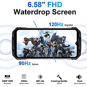 DOOGEE S100 Rugged Smartphone(2023), 20GB+256GB Dual 4G Gaming Rugged Phones Unlocked, 120Hz 6.58" Rugged Cell Phone, 66W Fast Charge, Dual Speakers, Android 12, 108MP Camera, Night Vision, NFC, OTG