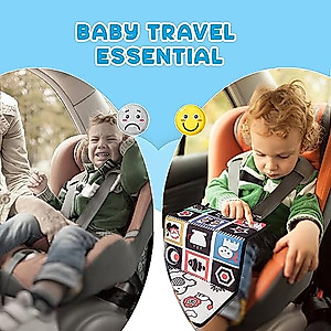 Baby Toys Tummy Time Mirror: Infant Black White high Contrast Sensory Toy with Crinkle Book 0 3 6 9 12 18 Month Old Newborn Montessori Activity Babies Gifts for Boy Girl 0-6 6-12 Months