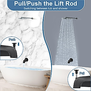 Enhon Tub Spout with Diverter, Universal Fits 1/2'' Copper Pipe, 1/2'' IPS and 3/4'' IPS, Bathroom Bathtub Tub Faucet Replacement with Adapters (Matte Black)