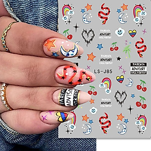 JMEOWIO 9 Sheets Halloween Nail Art Stickers Decals Self-Adhesive Pegatinas Uñas Horror Ghost Witchy Spider Web Bat Cat Pumpkin Spook Nail Supplies Nail Art Design Decoration Accessories