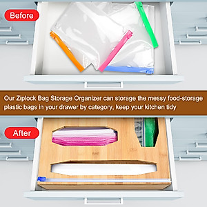 WXJ13 Ziplock Bag Organizer Wrap Dispenser - Kitchen Foil and Plastic Wrap Organizer, Aluminum foil Dispenser with Cutter Labels,Suitable Gallon, Quart Slider, Sandwich and Snack Bags