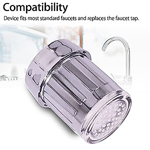 1 Pack 3-Color Temperature Sensitive Gradient LED Water Faucet Light Water Stream Color Changing Faucet Spout Sink Tap Faucet for Kitchen and Bathroom