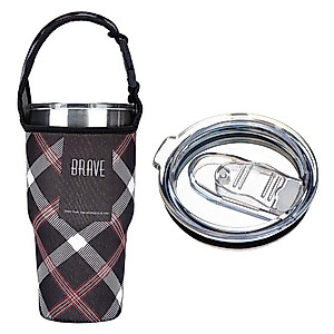 Spill Splash Proof Lid For Yeti,RTIC & Ozark Trail Tumbler (30oz Lid + Black Holder Pouch)