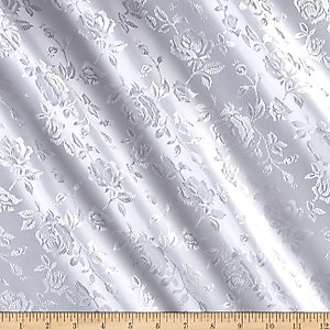 Rose Satin Jaquard White, Fabric by the Yard