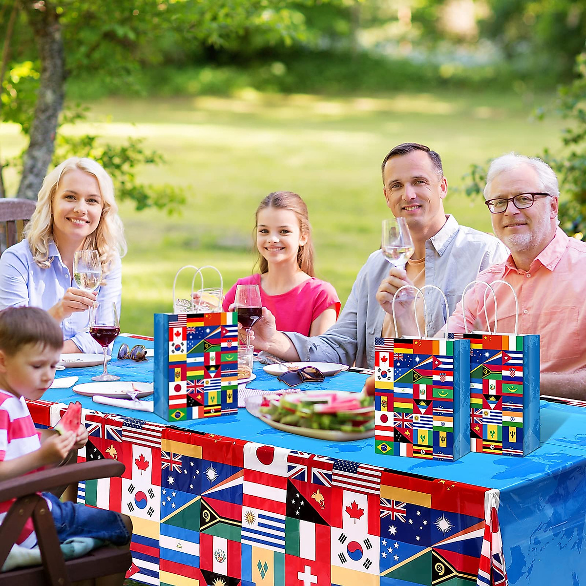 Pajean 16 Pack International Flag Bags World Flag Gift Bags Flags of the World Party Bags Country Flag Treat Bags for Opening Sports Events Celebration Goodie Candy Party Favors Decoration Supplies