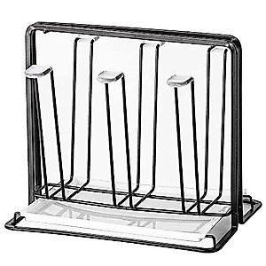 YISMAN Metal Cup Drying Rack with 6 Hooks, Bottle Drying Rack with Drain Tray,Coffee Mug Holder,Mug Organizer Black
