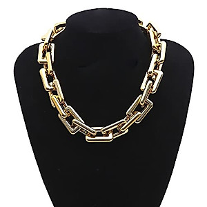 Exaggerated Acrylic CCB Big Choker Necklace for Women Steampunk Men Rock Chunky Thick Chain on the Neck Goth Jewelry (Mix Color1)
