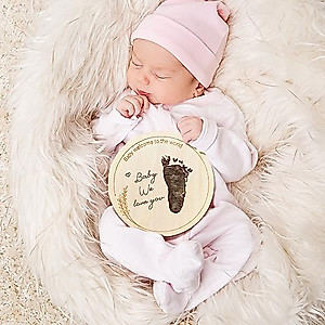 ZIEYOMI Baby Announcement Sign, Hello World Newborn Sign, Wooden Baby Name Sign for Nursery, Birth Announcement Sign for Hospital, Welcome Baby Sign Announcement Board for Photo Prop Baby Shower