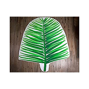 Giant Serene Palm Leaf Blanket - Large Leaf Shaped Blanket 90''x76'' Soft Plush Plant Shaped Throw Blanket Palm Leaf Blanket Shape Design Decorative for Couch Sofa Or Bed, White, Green