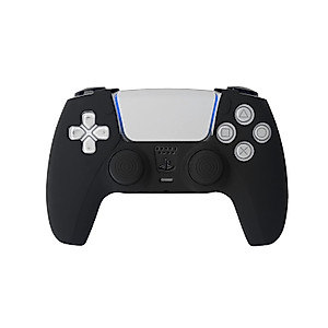PS5 Controller Silicone Skin, PS5 Anti-Slip Silicone Protective Cover Housing for PS5 Controller Housing Shock Absorbing Line Playstation 5 Duelsense Controller (Black)