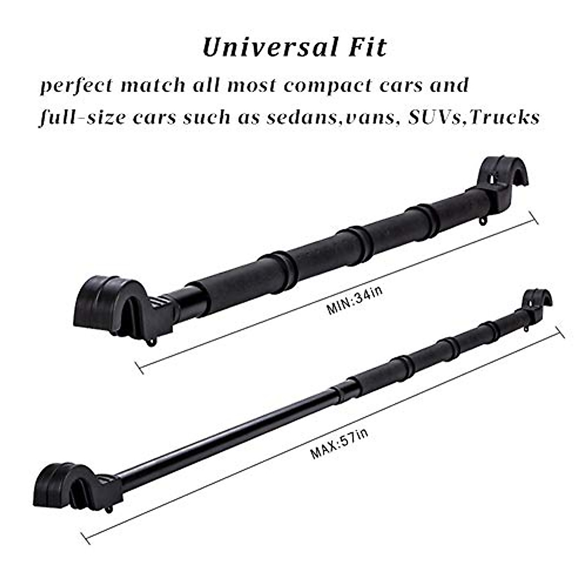 LITTLEMOLE Car Clothes Hanger Bar, Expandable Vehicle Clothing Rack Hanger Rod with Heavy Duty Metal and Rubber Grips, Great for Travel or Garment Cloths