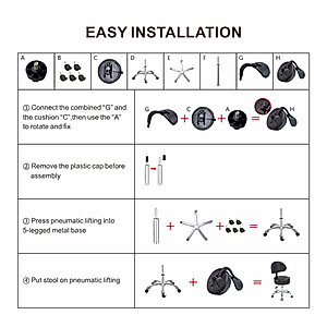 Lilfurni Swivel Rolling Stool Round Chair,Thick Sturdy Padding,Adjustable Stool with Wheels for Doctor,Medical,Massage Salon,Office,Shop(Black) (with Back, Black)