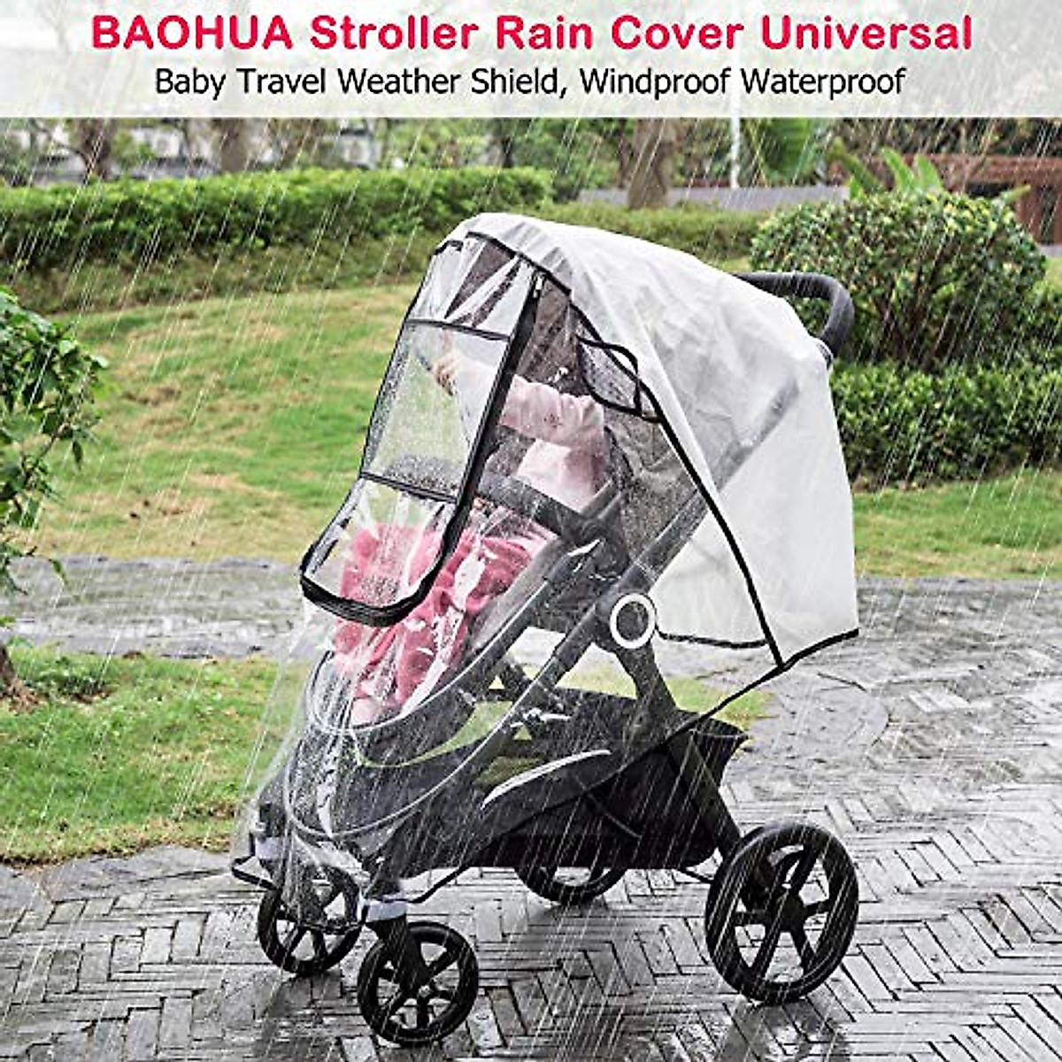 Stroller Rain Cover and Baby Stroller Mosquito Net(2-Piece Set),Baby Travel Weather Shield, Universal, Protect from Wind, Rain, Snow, Cold