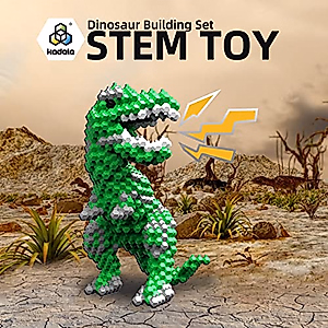 KADELE Fun Dinosaur Building Set 421PCS, Green T-Rex Creative Educational Toys Boys Girls 8+, Animal Figures Building Kit Model Jurassic Dino Blocks Toy Dispaly Gifts for Kids & Adults