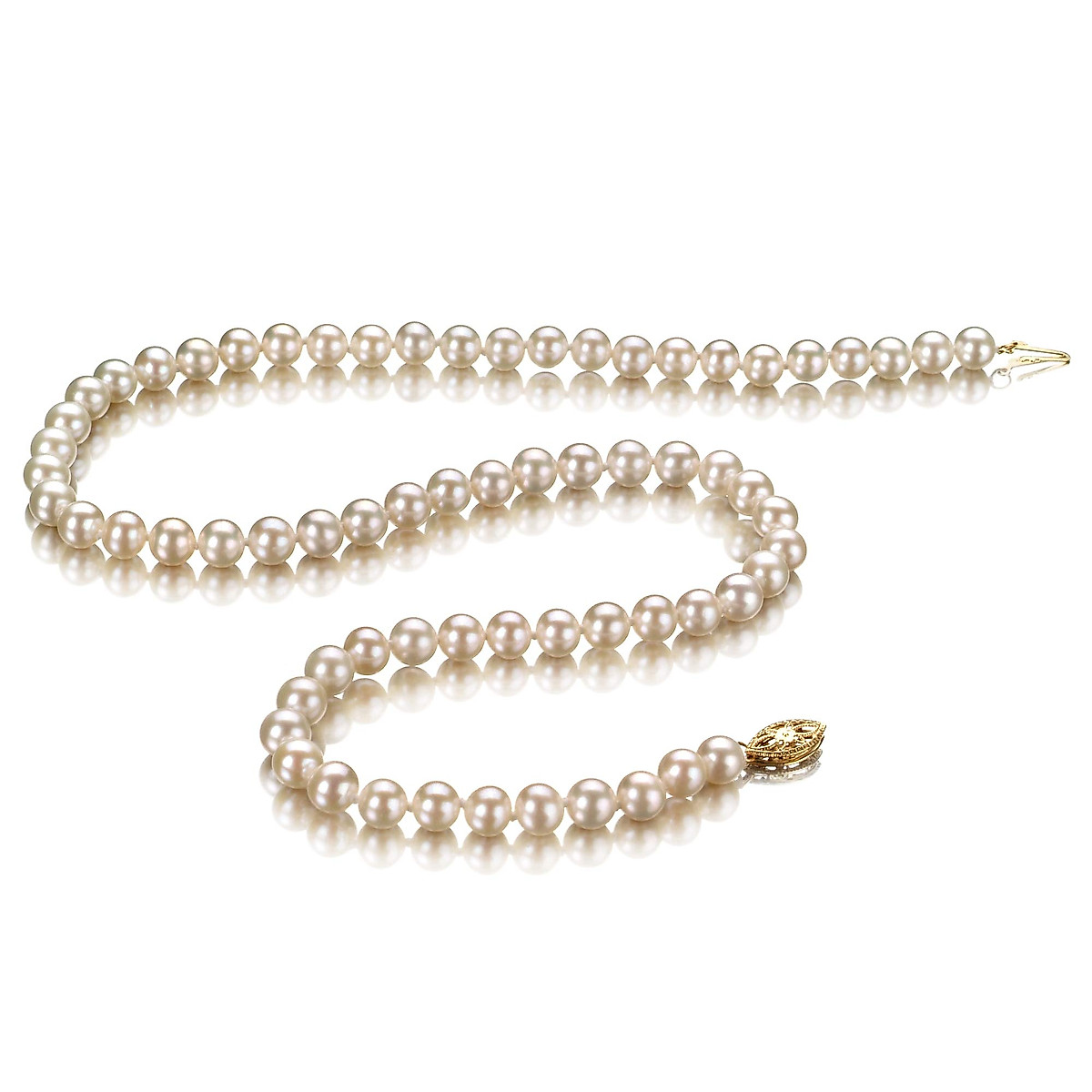 White 5.5-6mm AAA Quality Freshwater Cultured Pearl Necklace for Women-23 in Matinee Length