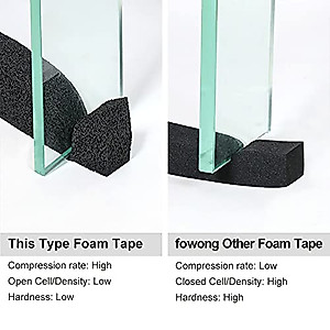 fowong Open Cell Foam Seal Tape 2 Rolls, 1" W X 1" T X 13' L, Air Conditioner Seal Low Density Door Insulation Strip High Resilience Flame Resistance, 2 X 6.5 Ft
