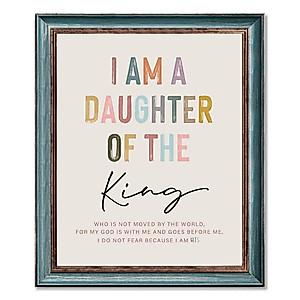 I Am a Daughter of the King Wall Art Inspirational Girl's Room Decor with Boho and Minimalist Kids Room Decor Nursery Wall Decor Daughter's Room Inspirational Prints Unframed (Daughter, 11X14 INCH)