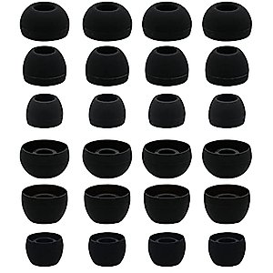 BLLQ 12 Pairs Silicone Replacement Earbud Ear Buds Tips Compatible with Skullcandy Sesh Evo and Other 3.8mm to 5.5mm Nozzle Earbuds Earphones, S/M/L Black